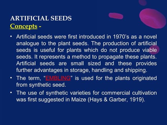 Artificial seed & and their application | PPT | Infertility | Reproductive Health