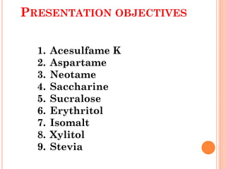 Artificial sweeteners | PPT