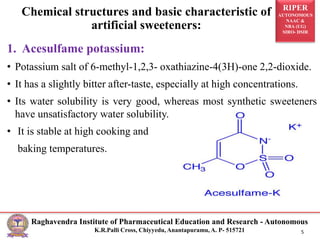 Artificial Sweeteners & Method of Analysis | PPTX