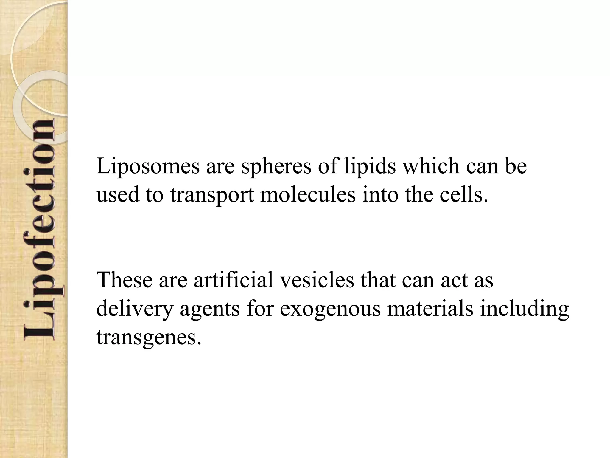 ARTIFICIAL VECTORLESS GENE TRANSFER METHODS | PPTX
