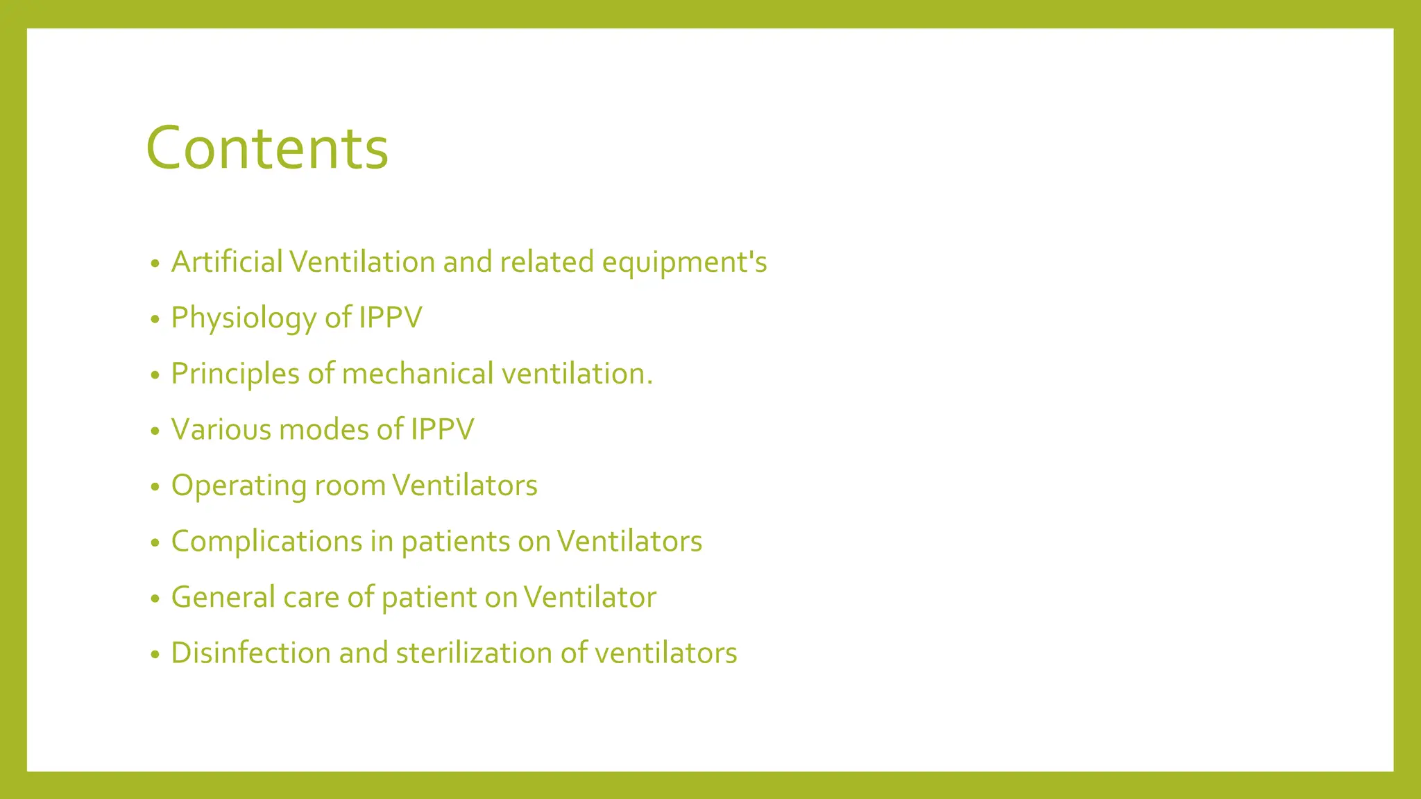 ARTIFICIAL VENTILATION- ventilator equip | PPTX