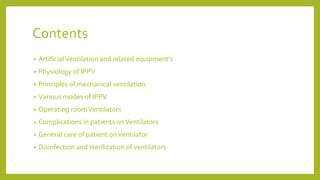ARTIFICIAL VENTILATION- ventilator equip | PPTX