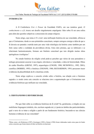 Artigo evidências históricas da fé cristã | PDF