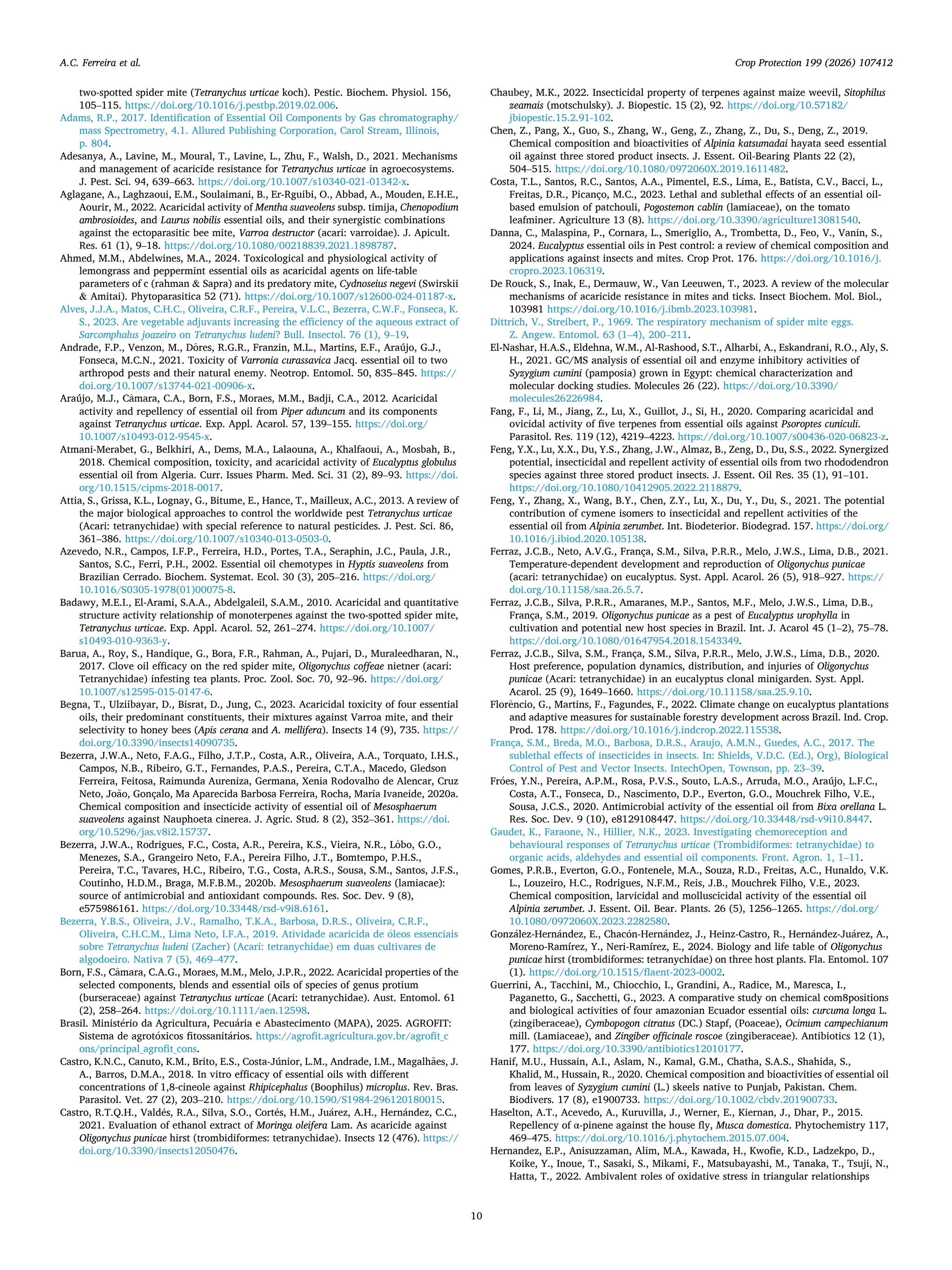 Chemical composition and acaricidal activity of essential oils from ...