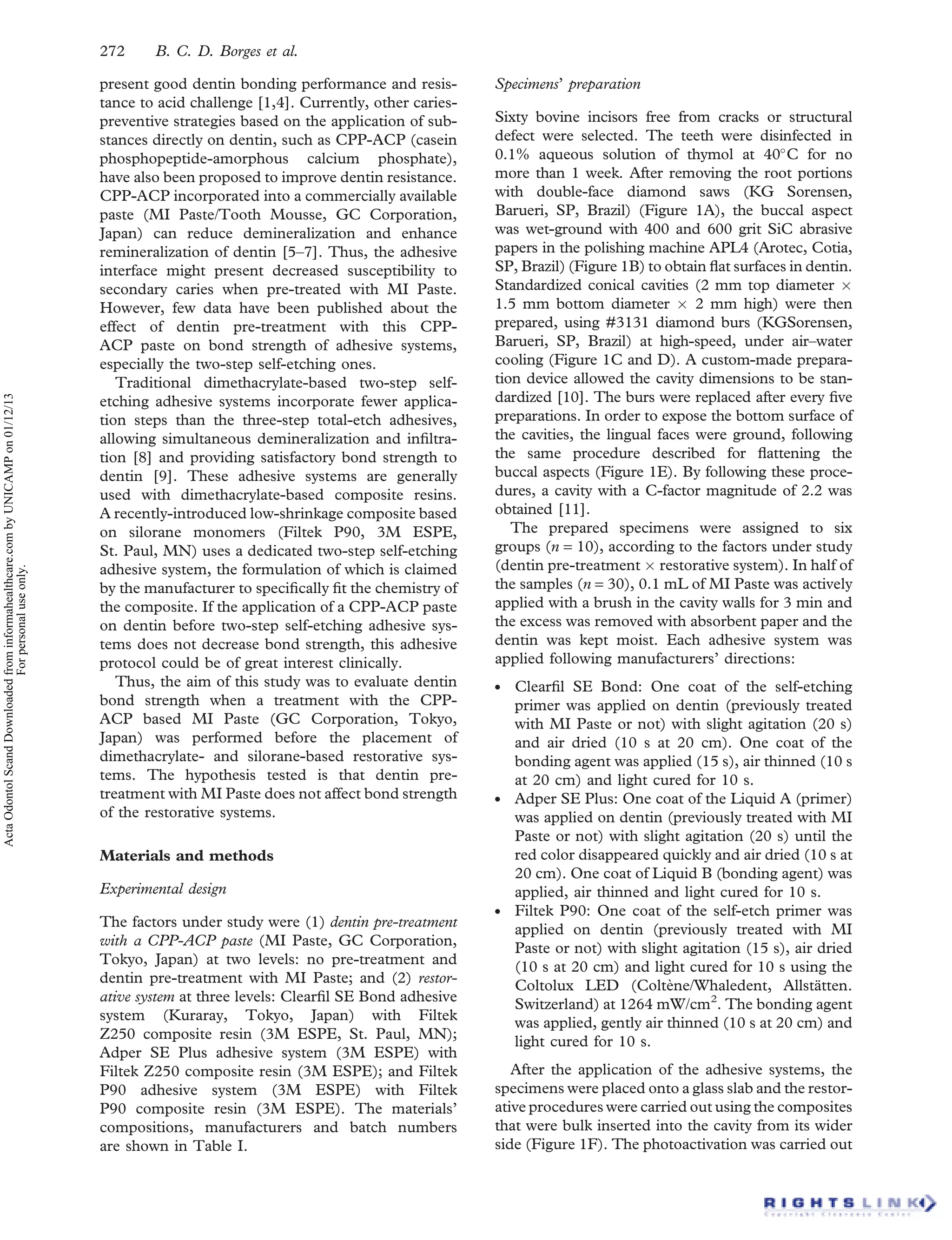 CPP-ACP bond strength | PDF