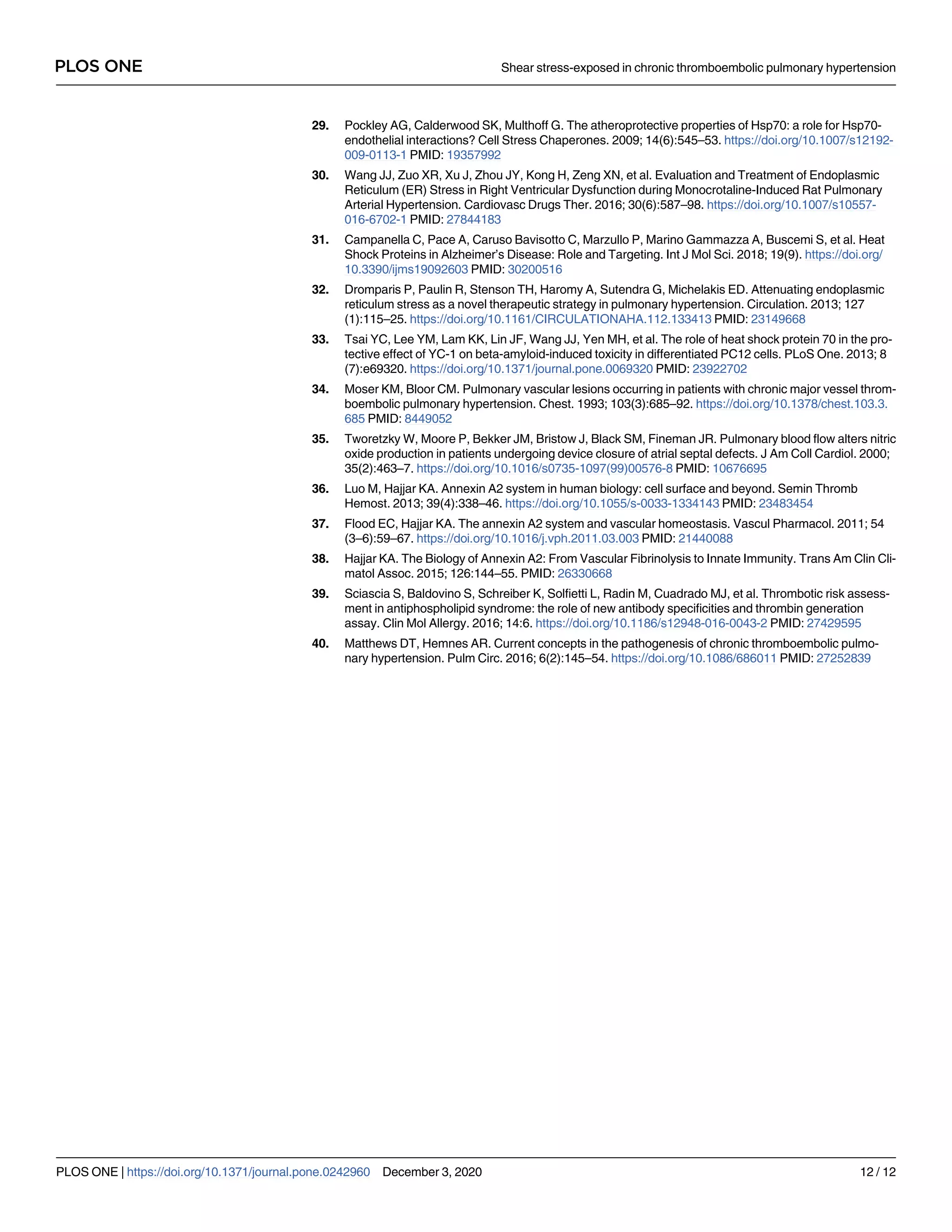 Shear stress-exposed pulmonary artery endothelial cells fail to ...
