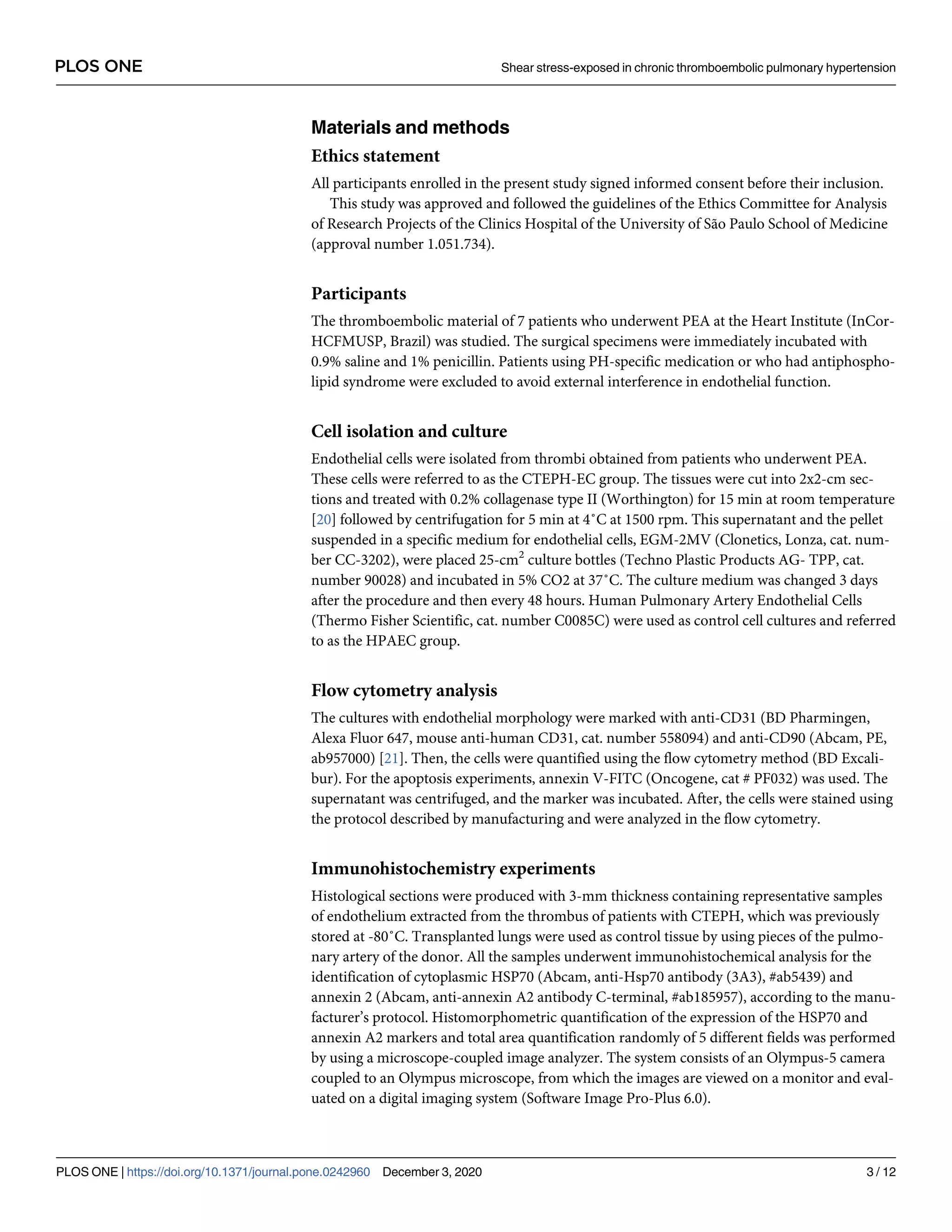 Shear stress-exposed pulmonary artery endothelial cells fail to ...