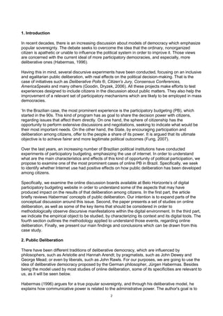 Participation and Deliberation on the Internet: A case study on Digital ...