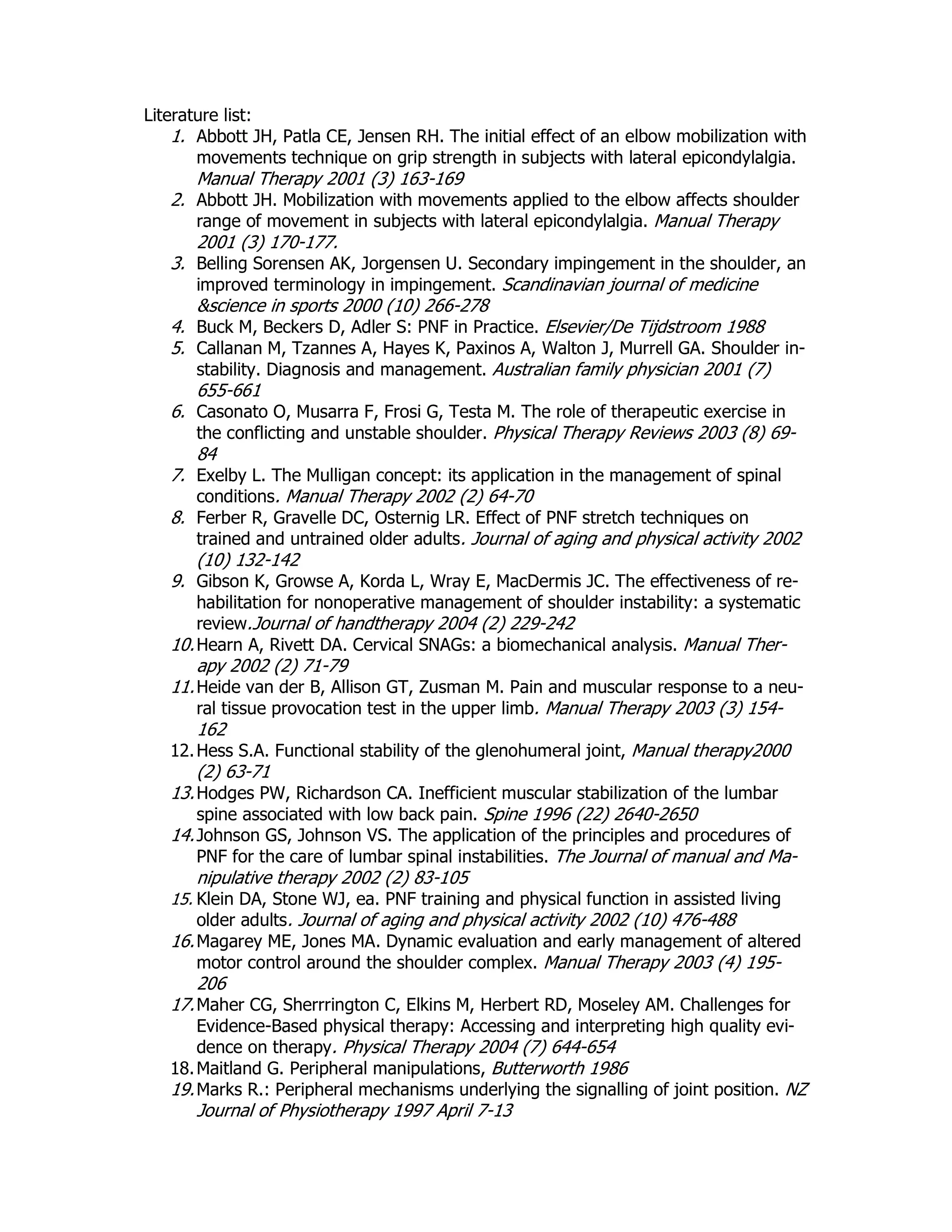 Exercise therapy with the PNF concept | PDF