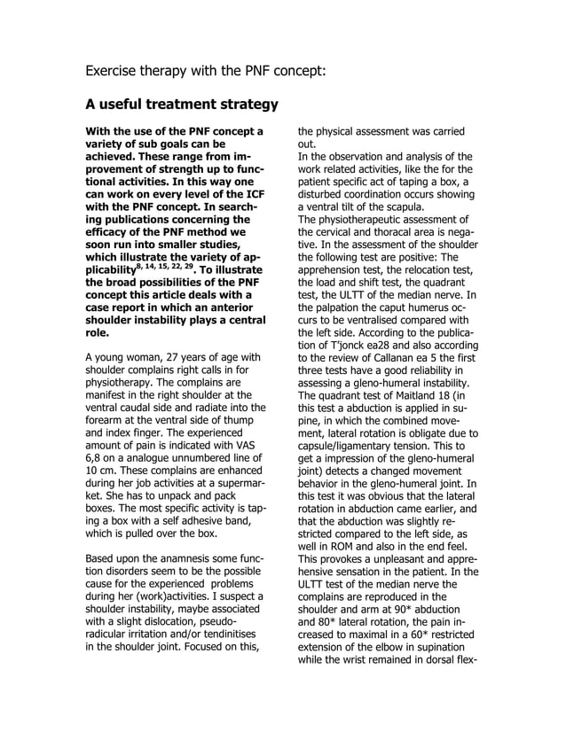 Exercise therapy with the PNF concept | PDF | Physical Therapy | Wellness