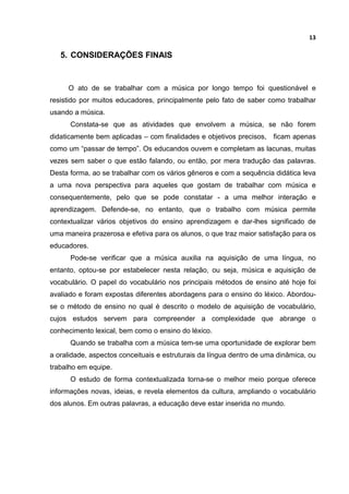 UM ESTUDO SOBRE A LEITURA E O PROCESSO DE AQUISIÇÃO DE VOCABULÁRIO DE ...