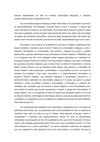 Educacação Escolar Indígena e Qualidade de Vida. | PDF