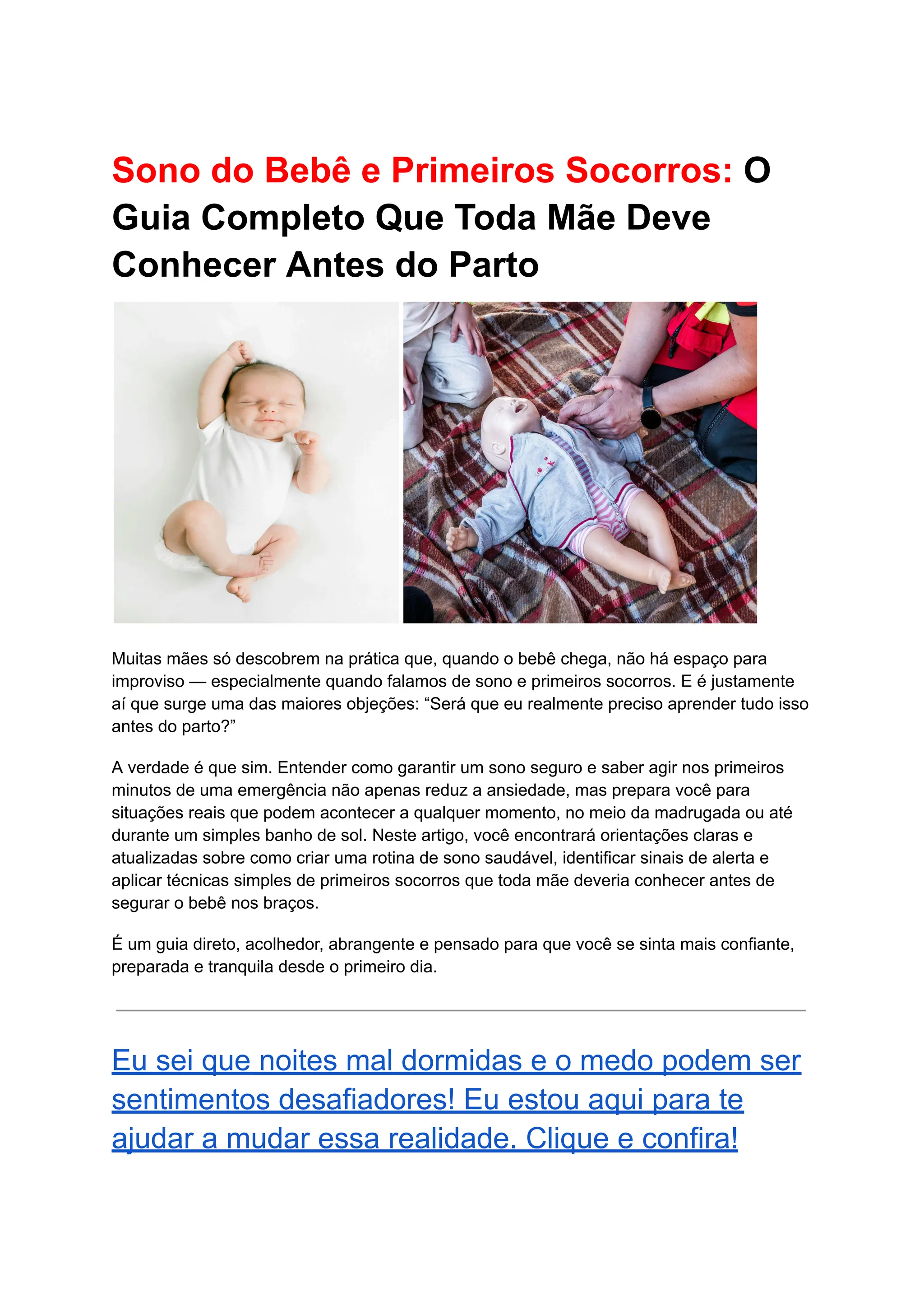 Sono do Bebê e Primeiros Socorros: O Guia Completo Que Toda Mãe Deve ...