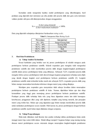 PENGEMBANGAN MODUL PEMBELAJARAN KIMIA BERBASIS PENDEKATAN SAINTIFIK PADA MATERI LAJU REAKSI | PDF