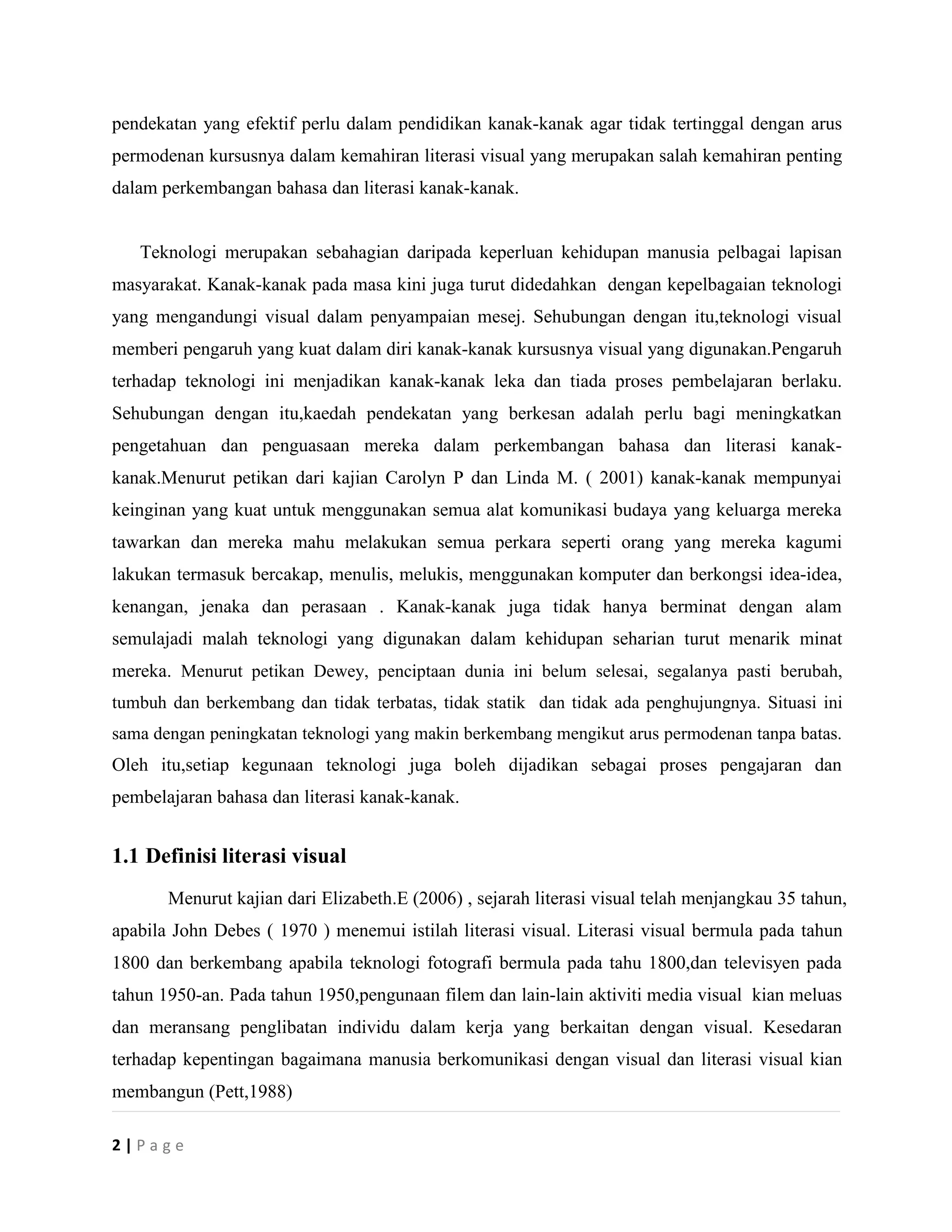 Pendekatan teknologi visual dalam literasi visual kanak-kanak | PDF