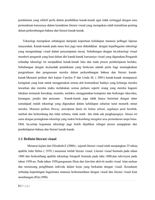 Pendekatan teknologi visual dalam literasi visual kanak-kanak | PDF