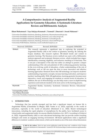 A Comprehensive Analysis of Augmented Reality Applications for Geometry Education: A Systematic ...