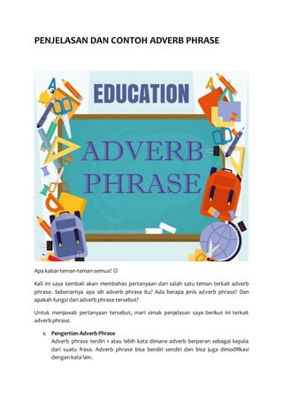 Penjelasan Dan Contoh Adverb Pharase | DOCX