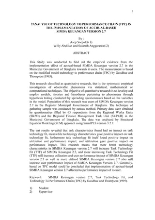 Analisis Technology to performance Chain (TPC) dalam Implemntasi SIMDA ...