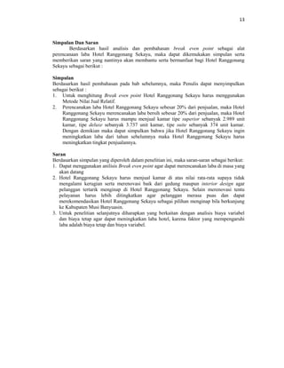 BREAK EVEN POINT SEBAGAI ALAT PERENCANAAN LABA HOTEL | PDF