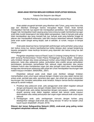 ANAK RENTAN EKSPLOITASI SEKSUAL | PDF