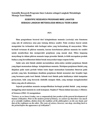 Artikel filsafat lakatos | DOC