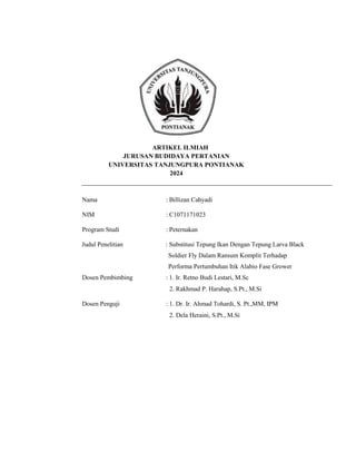 Substitusi Tepung Ikan Dengan Tepung Larva Black Soldier Fly Dalam Ransum Komplit Terhadap ...