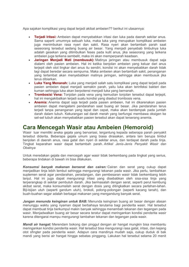 Artikel jenis jenis penyakit wasir dan obatnya