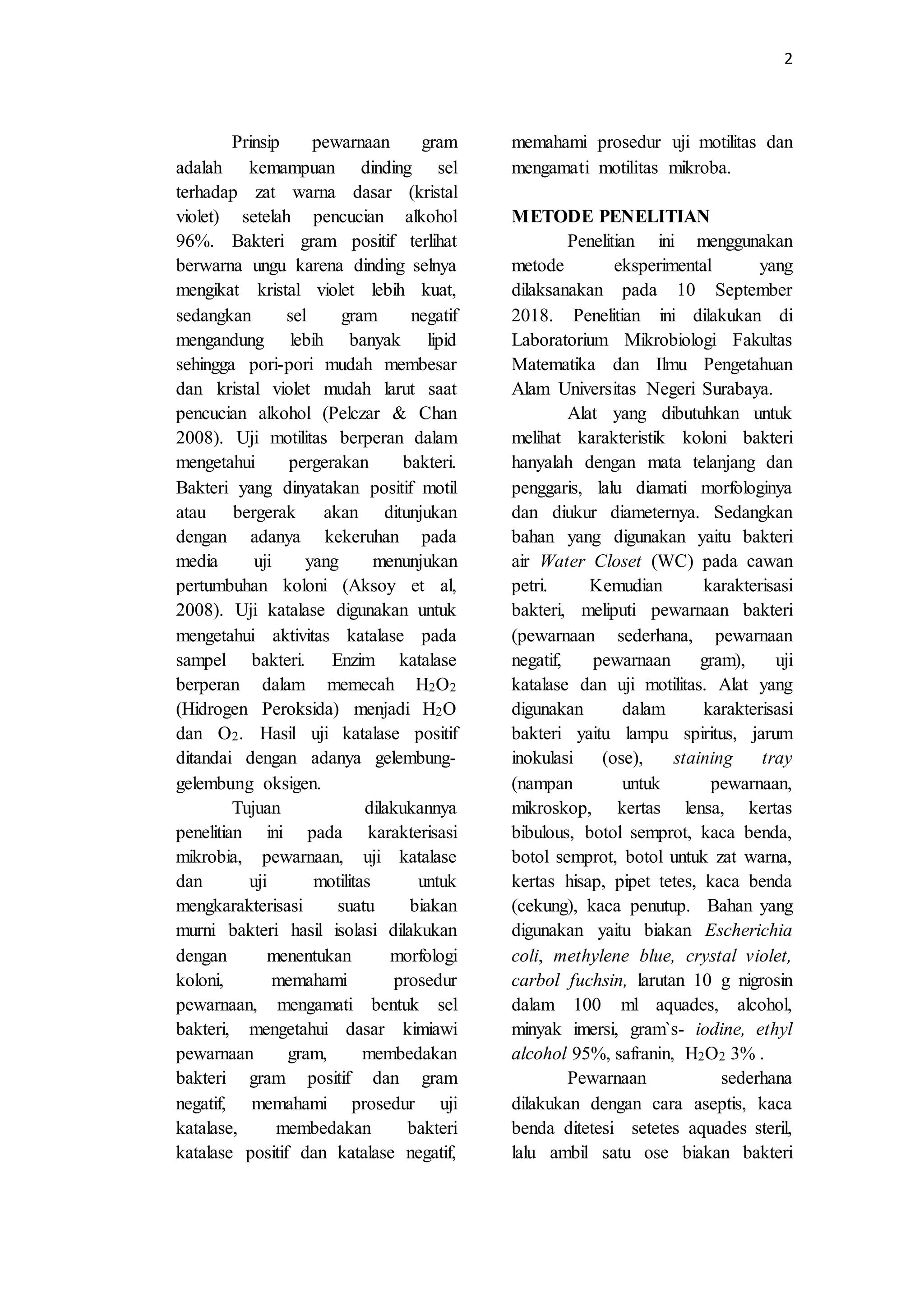 Artikel Ilmiah: Isolasi dan Karakterisasi Bakteri Water Closet (WC) | DOCX