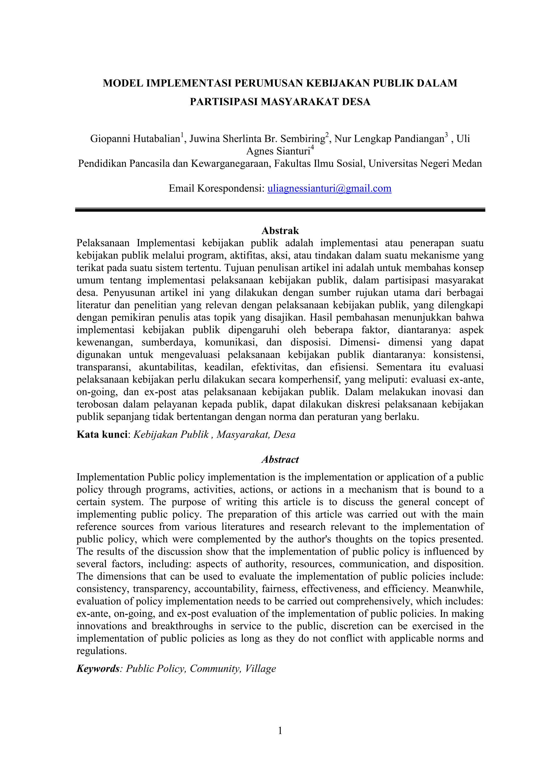 Artikel kebijakan publik | PDF