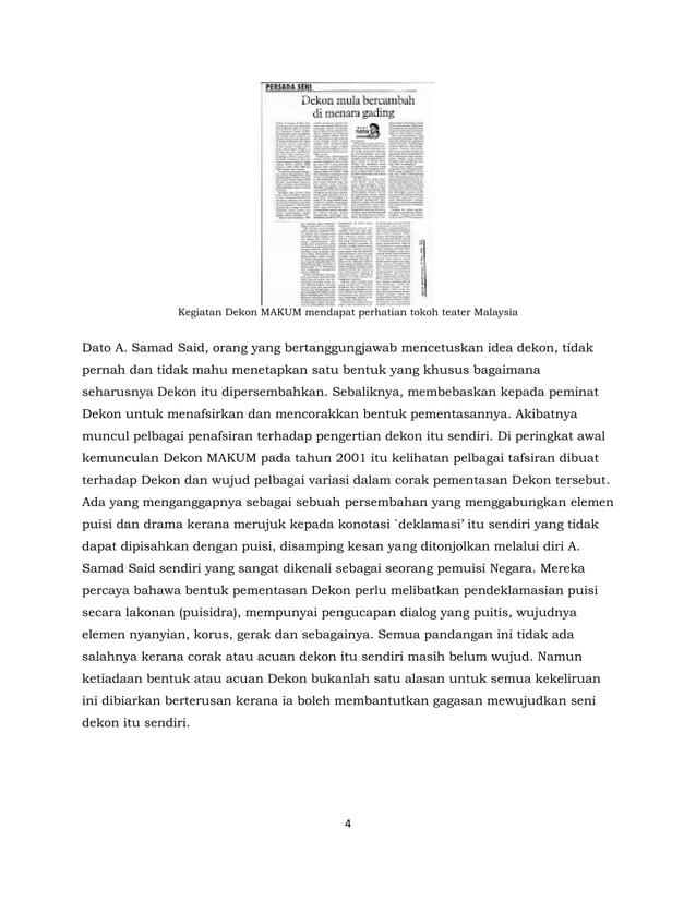 Deklamasi Lakon (DEKON) MAKUM; Genre Lakon Baru Malaysia | DOC