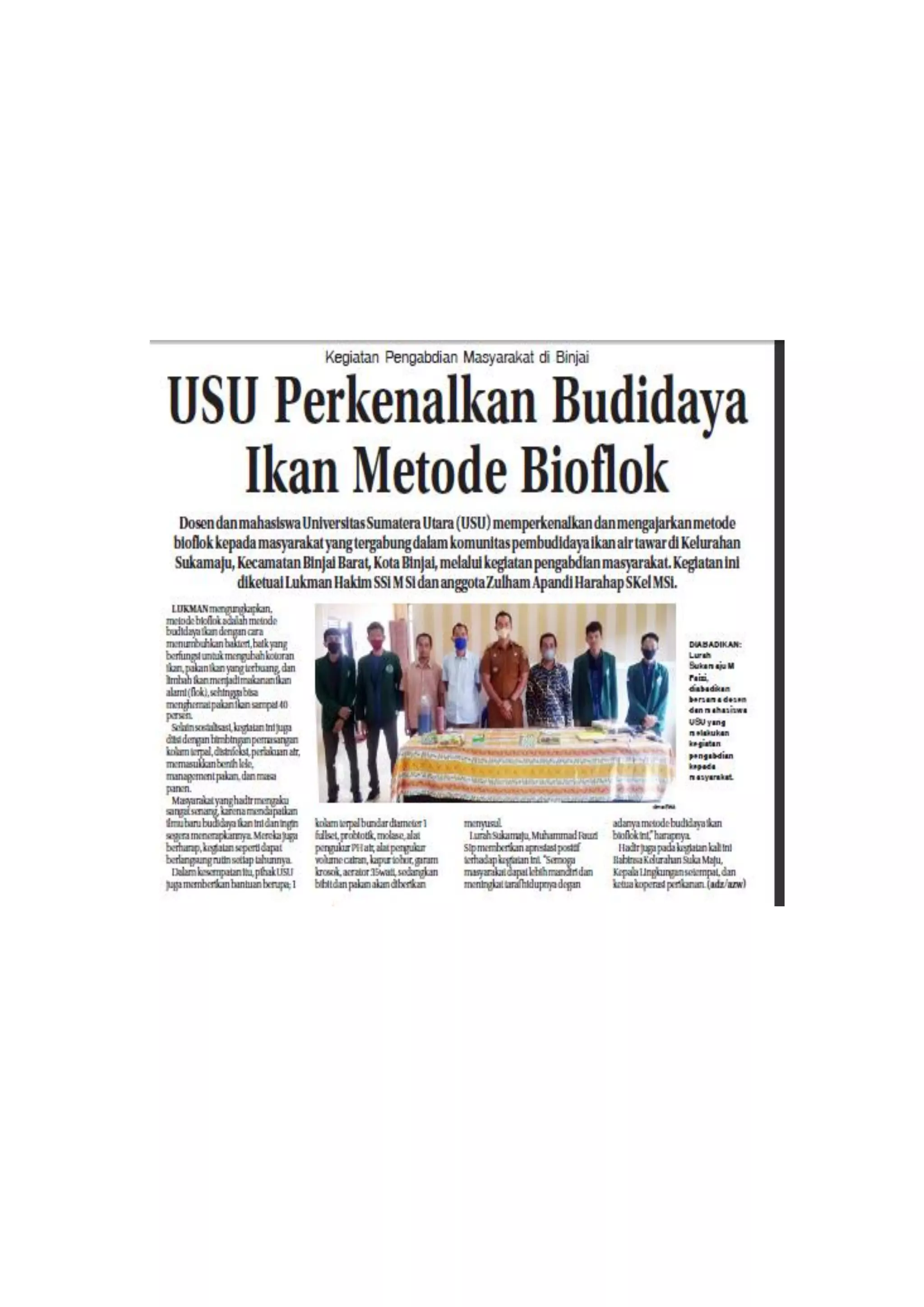 USU PERKENALKAN BUDIDAYA IKAN METODE BIOFLOK | PDF