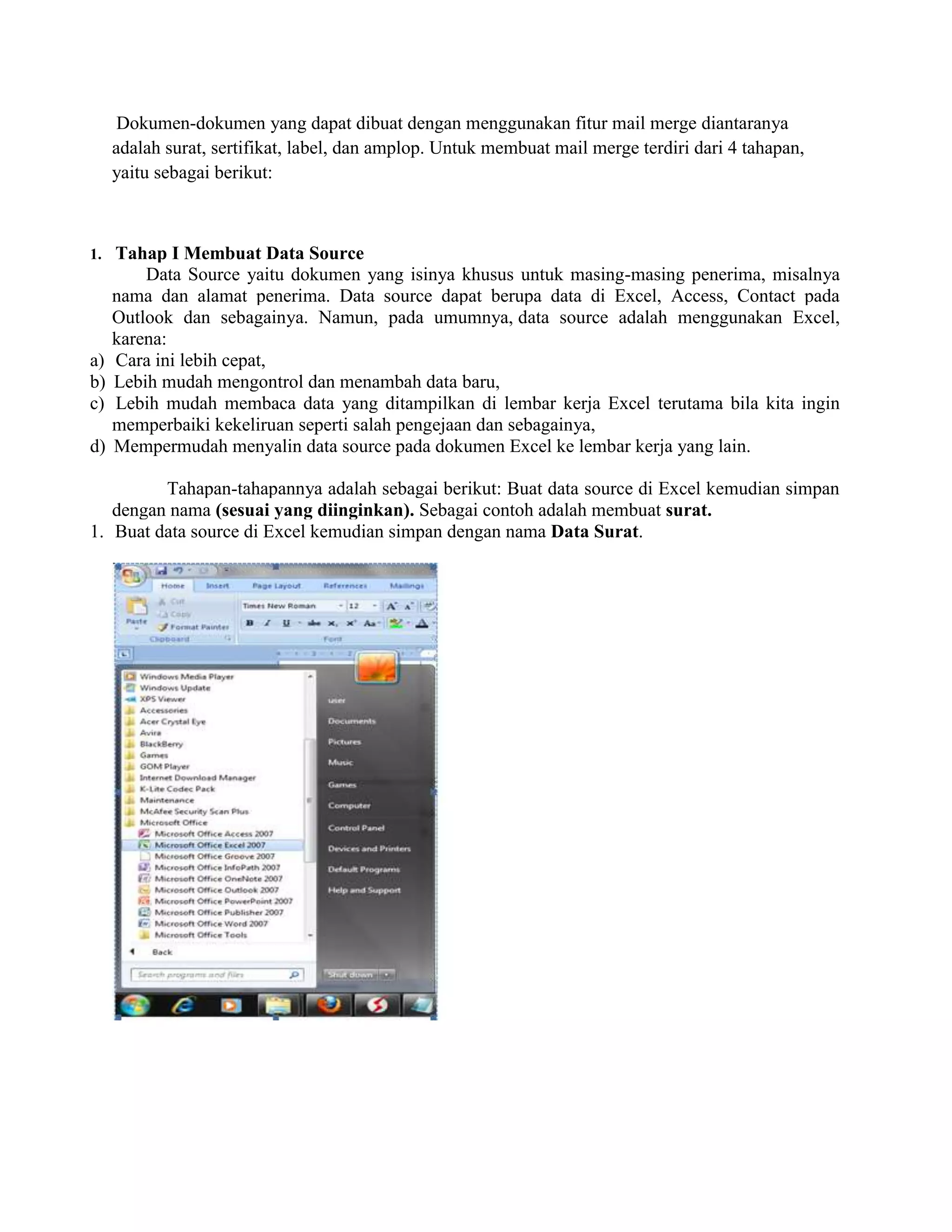 ARTIKEL MEMBUAT SURAT BERANGKAI DAN MAIL MERGE PADA MS.WORD
