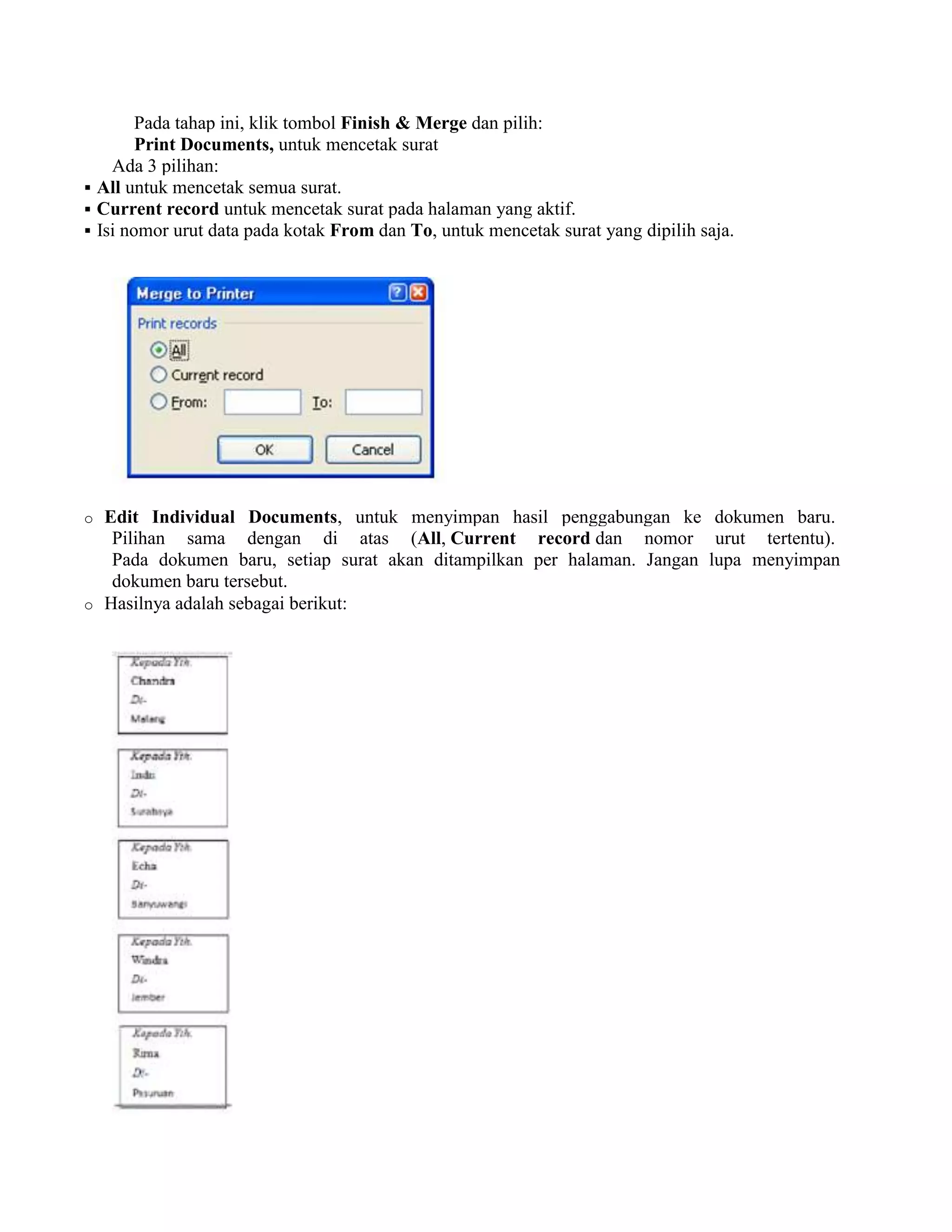 ARTIKEL MEMBUAT SURAT BERANGKAI DAN MAIL MERGE PADA MS.WORD