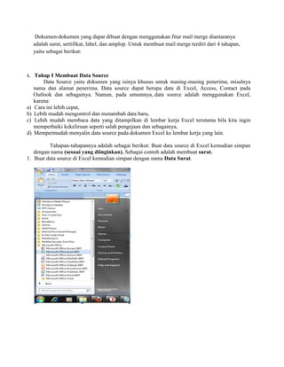 ARTIKEL MEMBUAT SURAT BERANGKAI DAN MAIL MERGE PADA MS.WORD