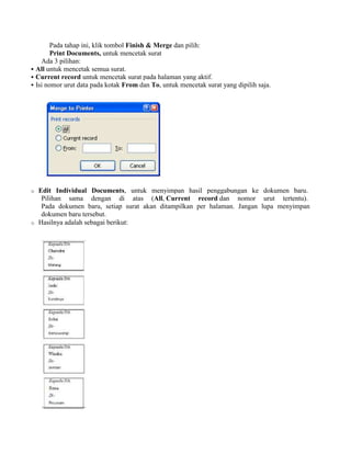 ARTIKEL MEMBUAT SURAT BERANGKAI DAN MAIL MERGE PADA MS.WORD