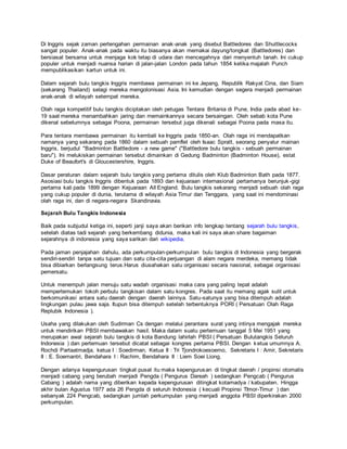 Artikel olahraga bulu tangkis | DOCX