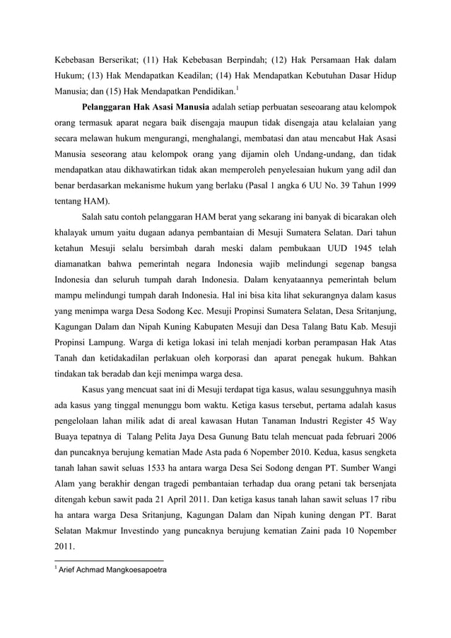 Artikel pelanggaran ham | DOCX