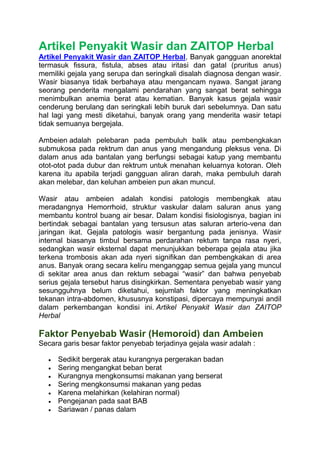 Artikel penyakit wasir dan zaitop herbal | PDF
