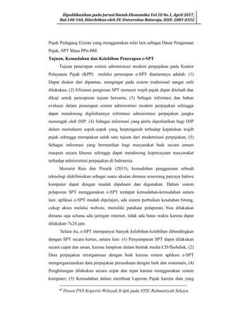 PERSEPSI PKP TENTANG PENERAPAN e- SPT PPN_FARIDA ARYANI-STIE RAHMANIYAH SEKAYU | PDF