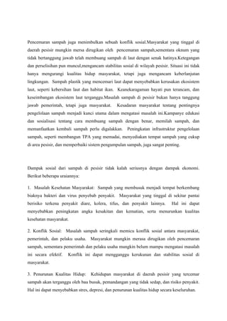 PESISIRKU YANG INDAH TENGGELAM DALAM LAUTAN SAMPAH | DOCX