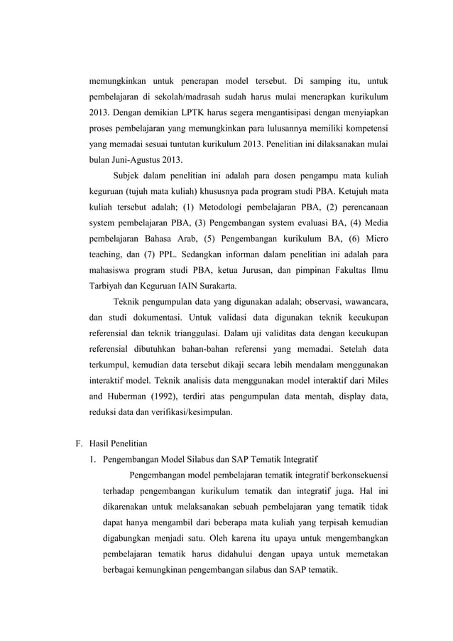Pengembangan model pembelajaran tematik integratif | PDF