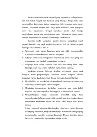 Pengembangan model pembelajaran tematik integratif | PDF