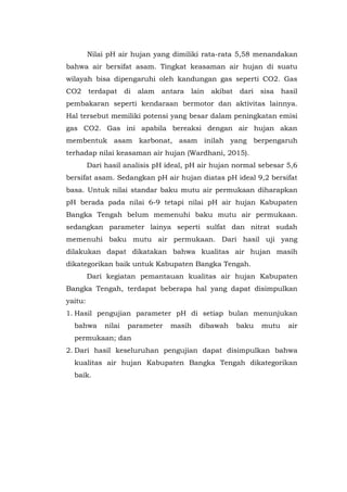 ARTIKEL PUBLIKASI PEMANTAUAN KUALITAS AIR HUJAN TAHUN 2021.docx