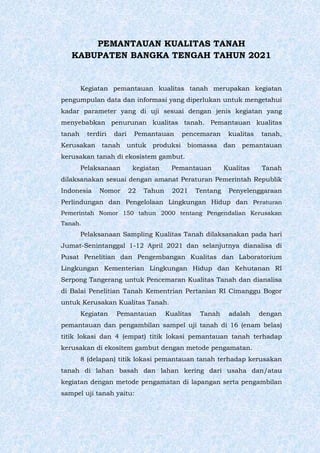 MONITORING KUALITAS TANAH 2021 | PDF