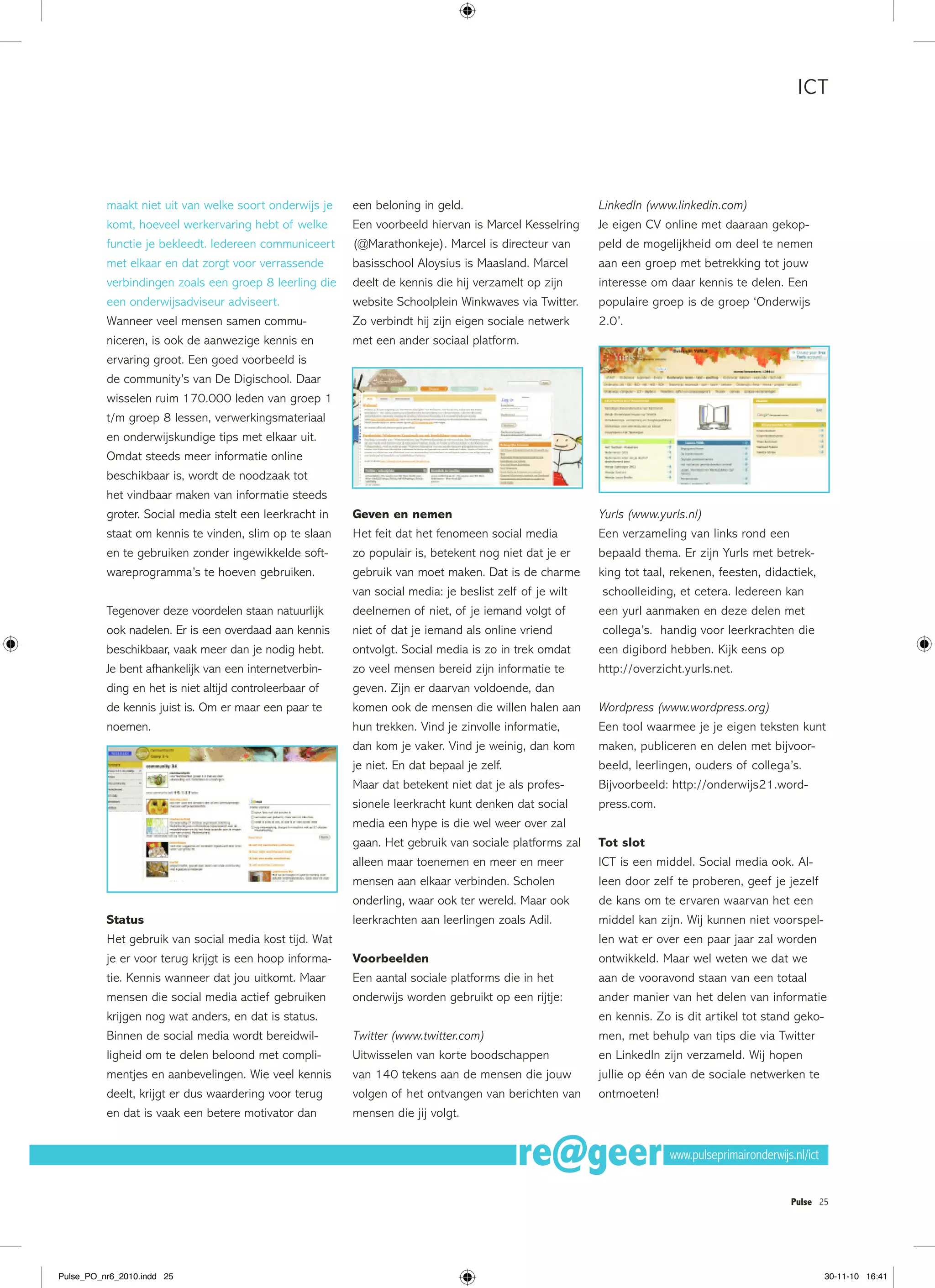 Artikel pulse primair social media in het basisonderwijs | PDF