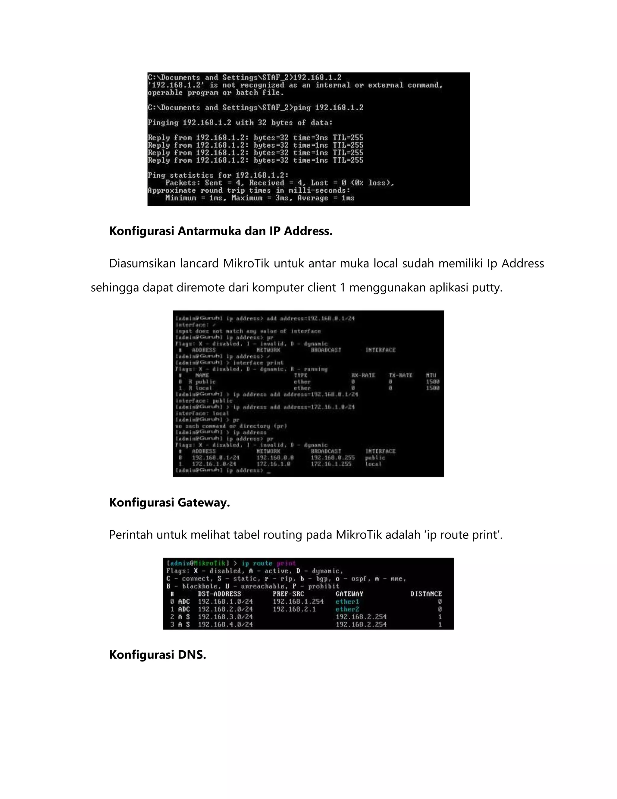 Setting MikroTik sebagai Gateway | PDF