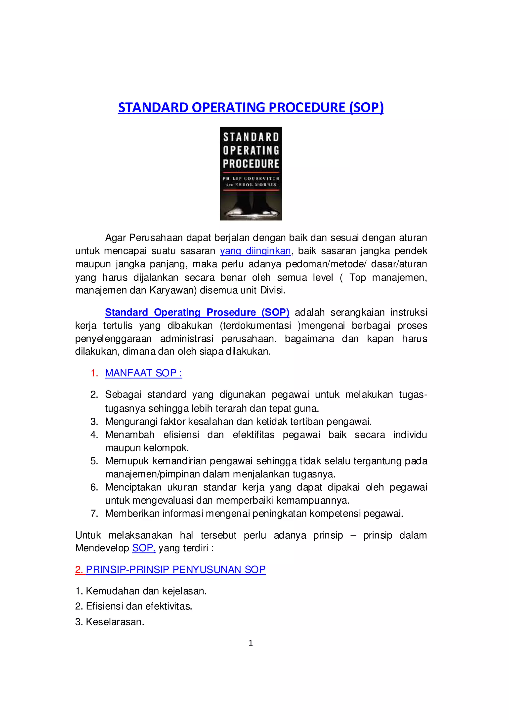 standar operasional prosedur I SOP | PDF