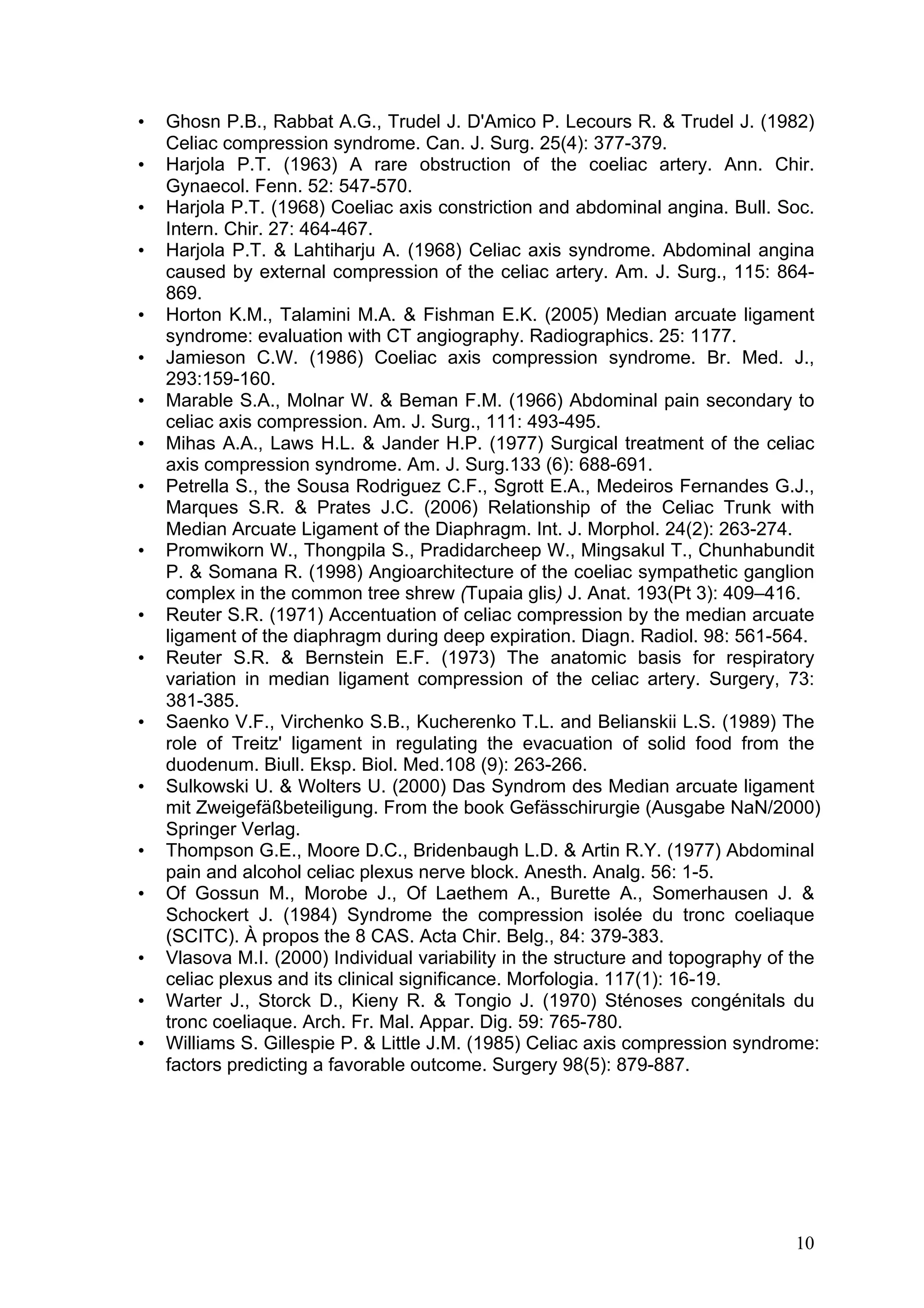 Median Arcuate Ligament Syndrome | PDF