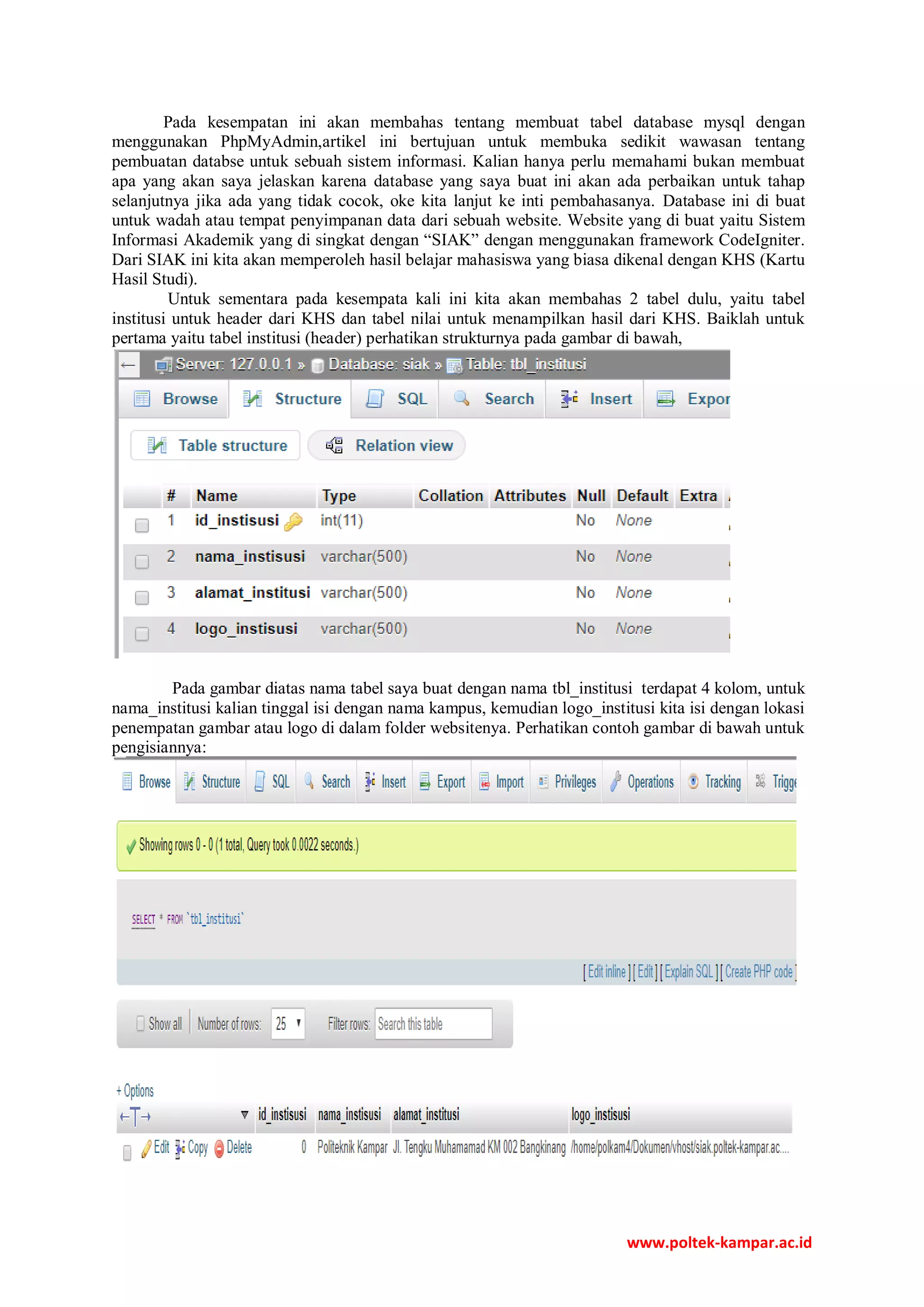 Artikel tabel database | PDF